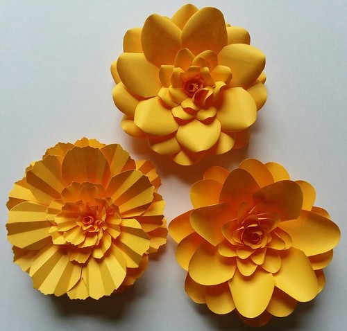 Yellow Paper Flowers Wedding Party DIY Decor Craft Small Backdrop Wall ...