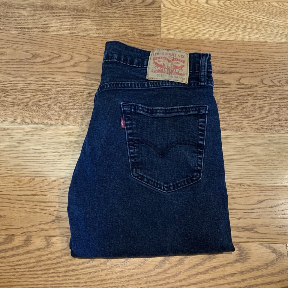 Levis 511 Solid Black Jeans Denim Men Size 34x32 Red Tab W34 L32 ...