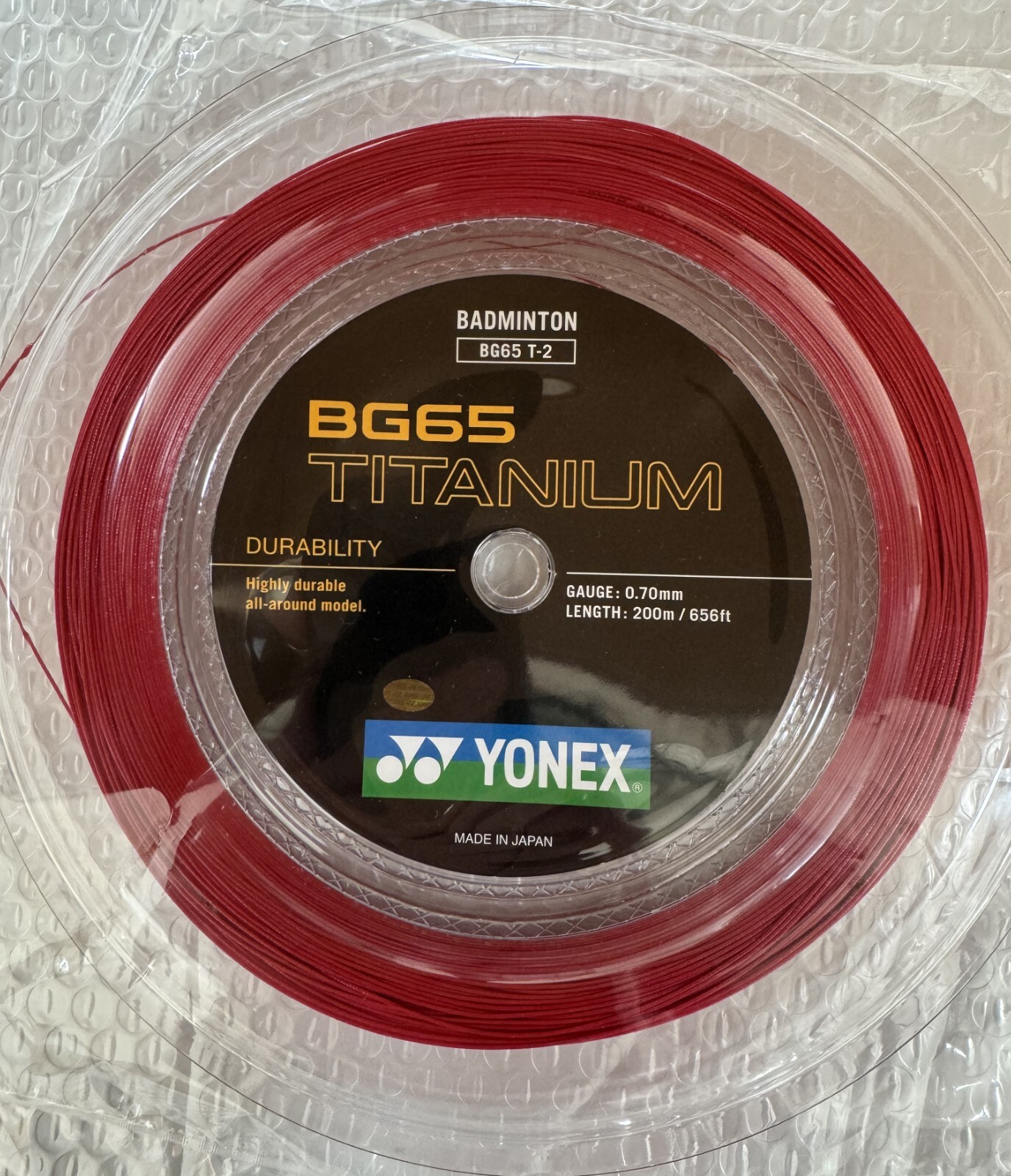 YONEX Badminton String Reel - BG65 Titanium (65Ti) - BG65Ti-2 - 200m ...