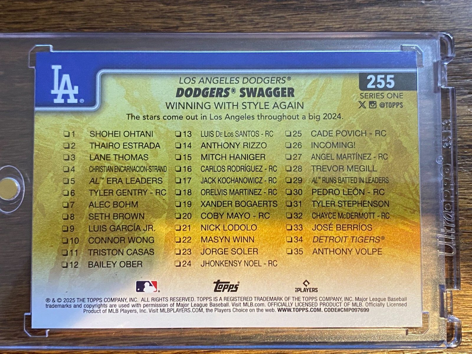 2025 Topps Dancing Dodgers Team Card #255 Golden Mirror Image Variation ...