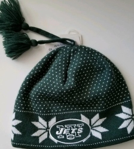 Womens New York Jets Knit Beanie Winter Hat Toque Skull Cap w/tassles ...