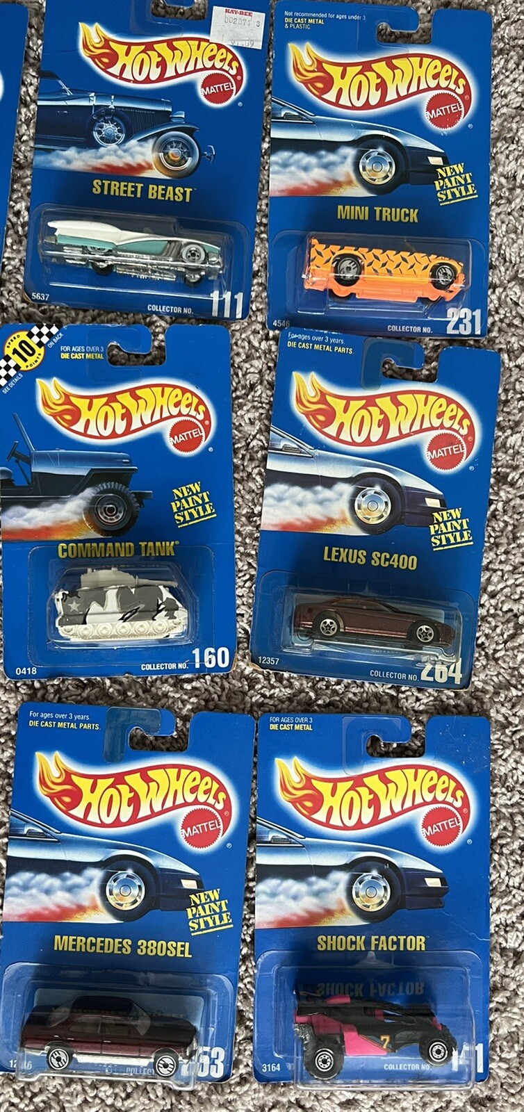 Lot - 71 Vintage 1990 Hot Wheels Blue Card NOC Mix #1 - #99 #100s #200s ...