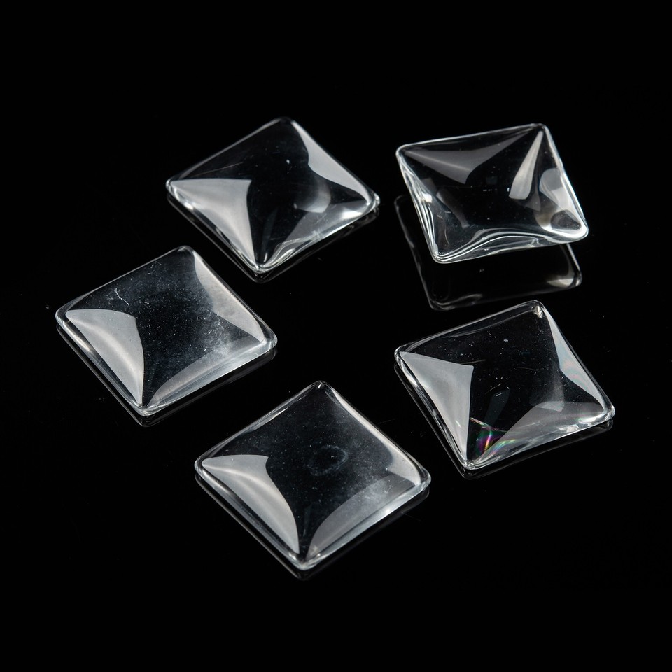 10 pcs Transparent Clear Glass Square Cabochons For DIY Jewelry Making ...