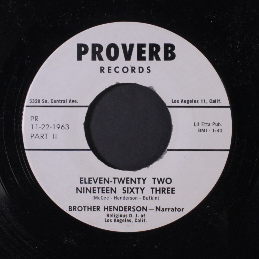 BROTHER HENDERSON: eleven-twenty two nineteen sixty three PROVERB 7 ...