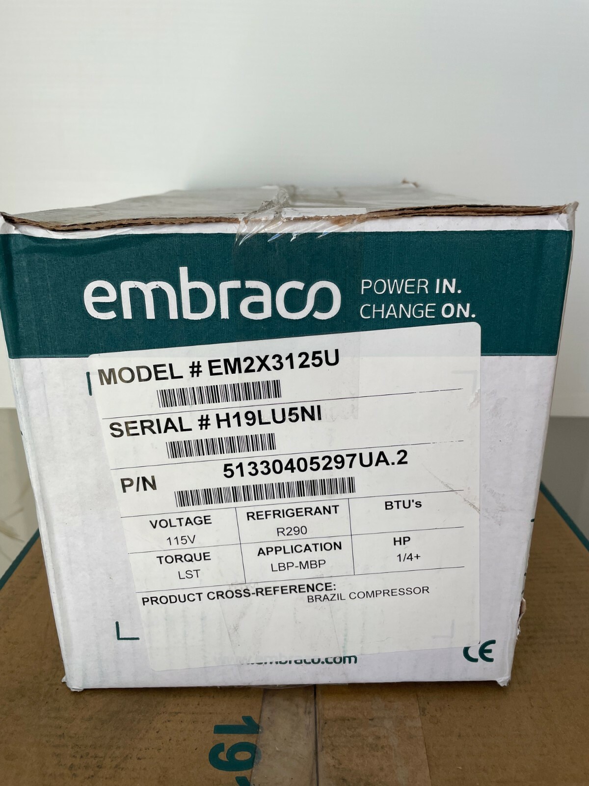 EMBRACO Compressor EM2X3125U 1/4 HP | eBay