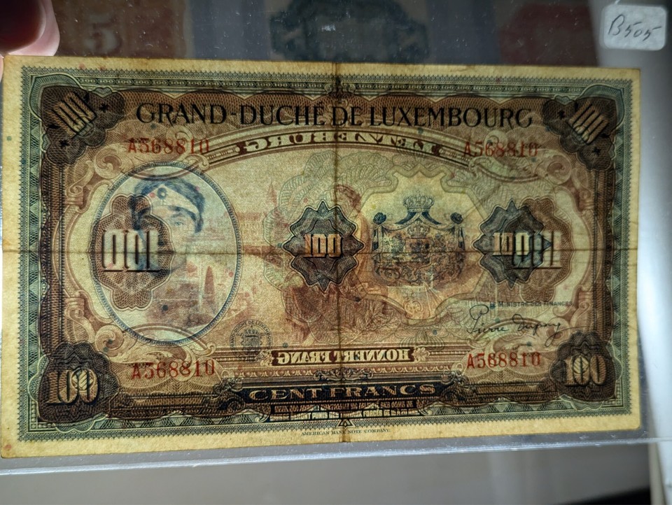 Luxembourg 100 Franc Currency Note - #B505 | eBay