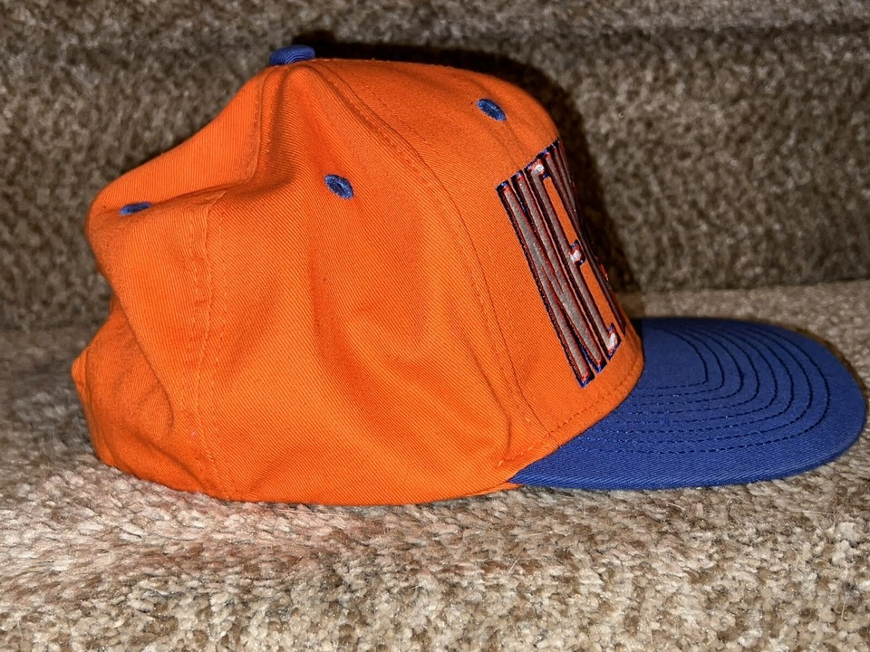 Vintage New York Knicks Snapback Hat NBA 90s Orange Blue Basketball ...