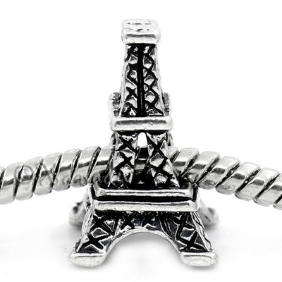 Paris Eiffel Tower European Bead Charm For Large Hole Charm Bracelets ...