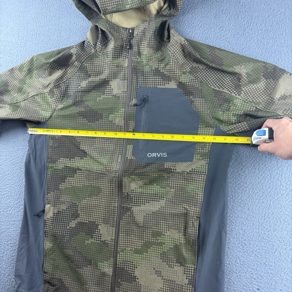 Orvis Pro Jacket Mens M Green LT Softshell Camo Waterproof Full Zip ...