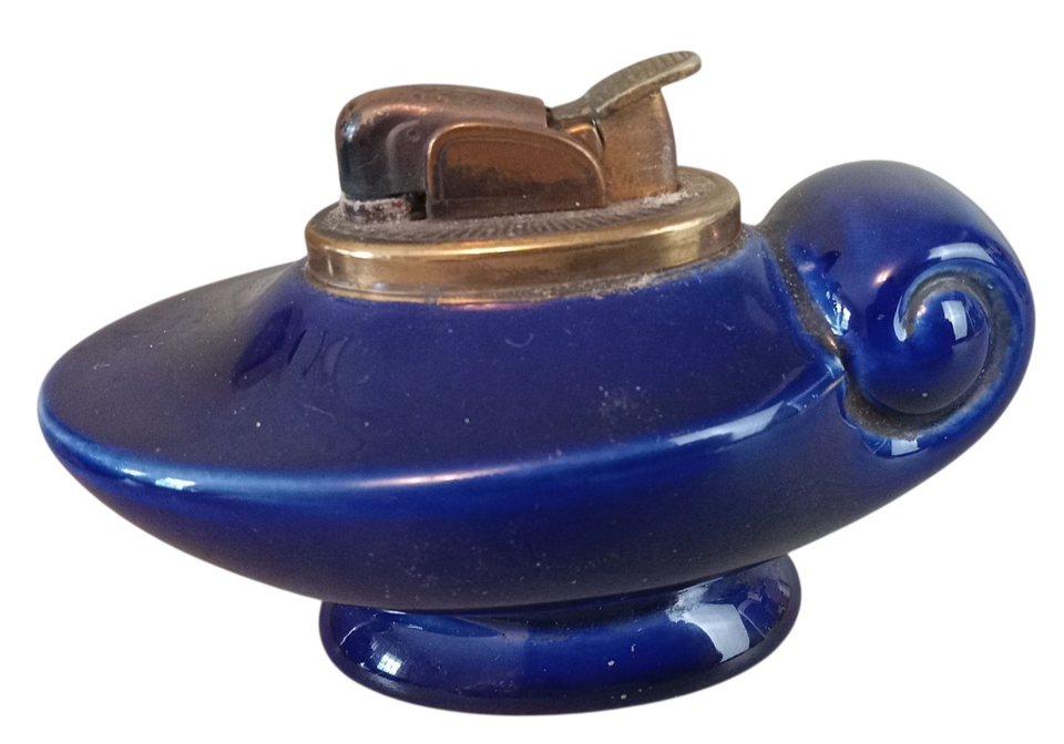 Vintage MCM EVANS Cobalt Genie Lighter Ashtray Cigarette Holder Smoking ...