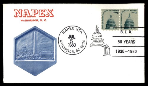 Mayfairstamps US 1980 Washington DC NAPEX BIA 50 years pair Cover aaw ...