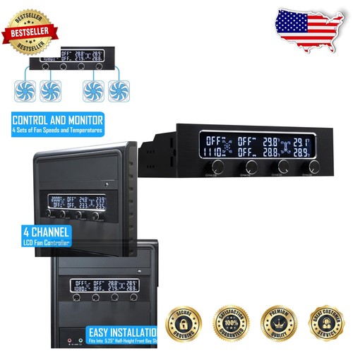 Compact 4 Channel Fan Controller - Dial Control with LCD Display for PC ...