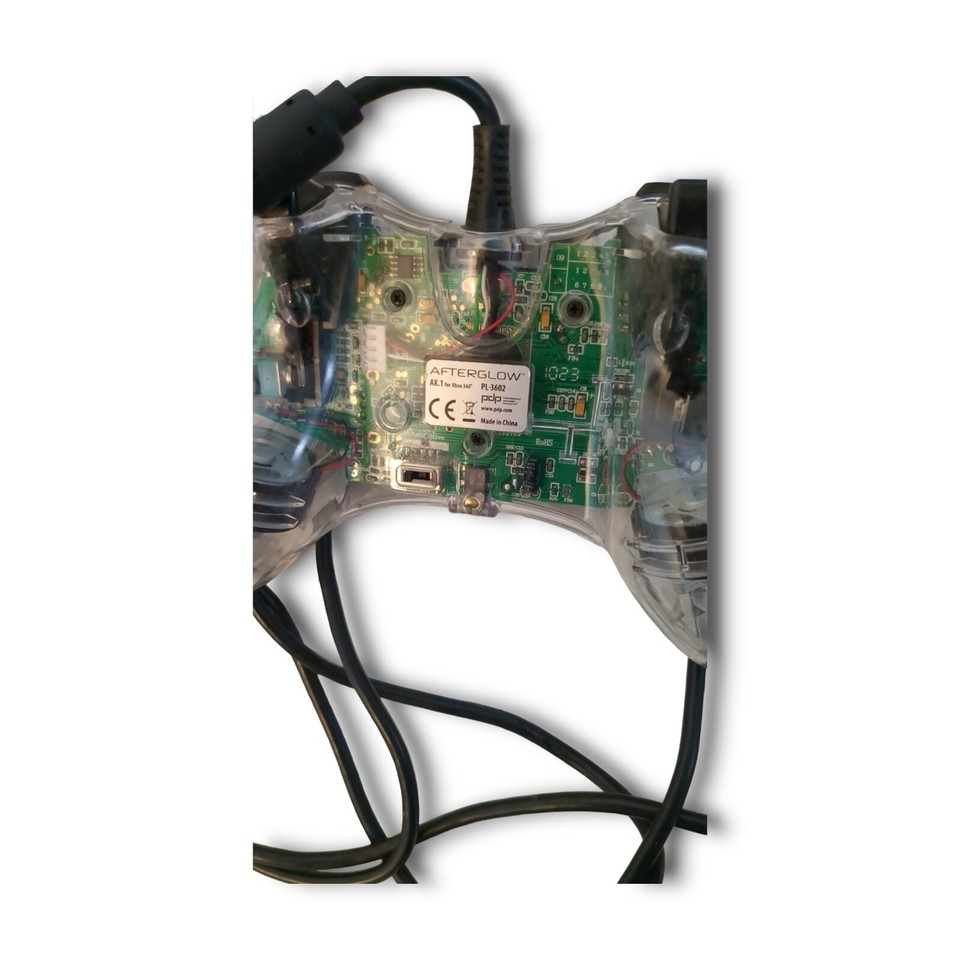 Xbox 360 AFTERGLOW CONTROLLER - Model PL-3602 wired CLEAR With Red Glow ...