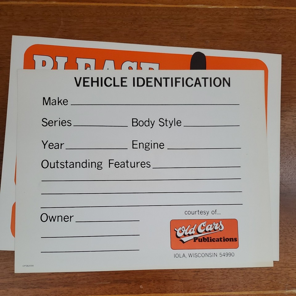 Vintage OLD CARS WEEKLY Car Show Registration and sign Lot IOLA, WI ...