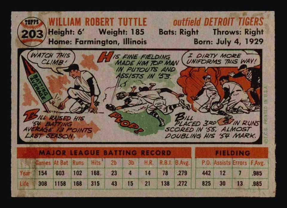 1956 Topps #203 Bill Tuttle - NM | eBay