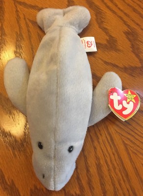 Rare 1995 Retired Ty Beanie Baby Manny The Manatee Errors Misprint Tag ...