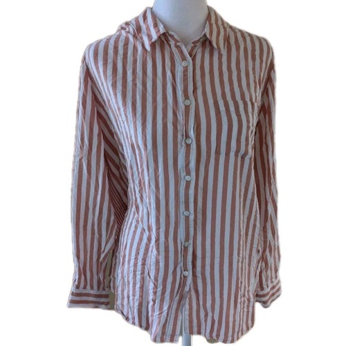Jane & Delancey Stripe Shirt Blouse Womens Size XL Button Front Long ...