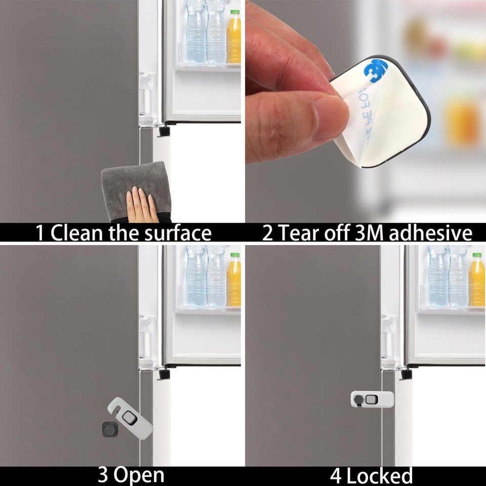 2Pack Child Proof Refrigerator Lock,Fridge Locks for Kids with Sticky 2 ...