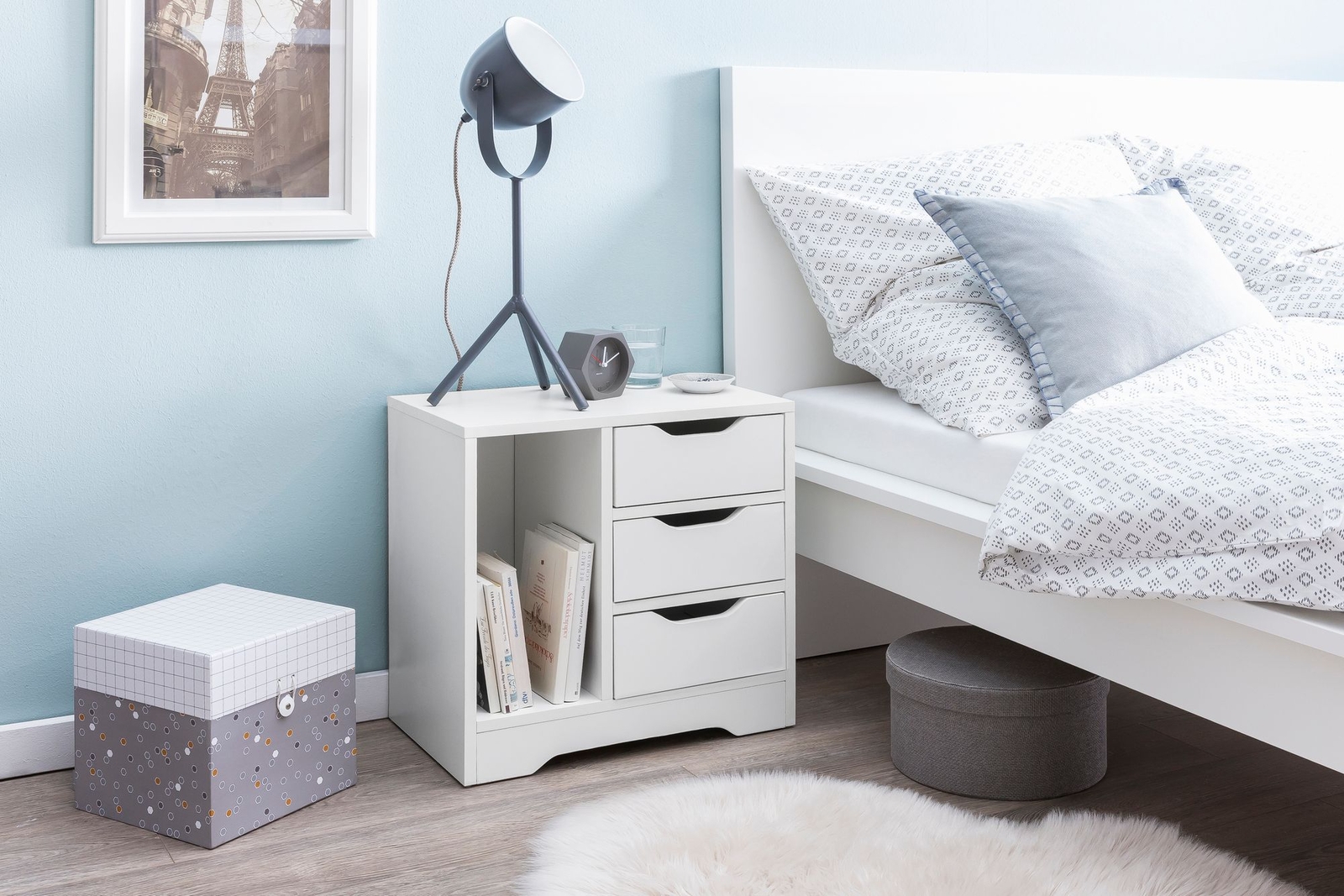 FineBuy Table de Chevet 49x50x30cm Console de Nuit Moderne avec Tiroir ...