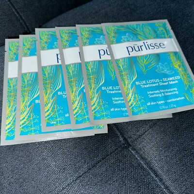 Purlisse Blue Lotus Seaweed Sheet Masks Soothing Set of 6 NIB | eBay