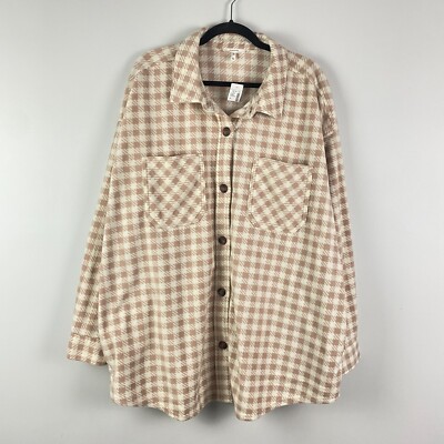 Maurices Wilder Checkered Fleece Shacket Shirt Jacket Size 2X Pockets ...