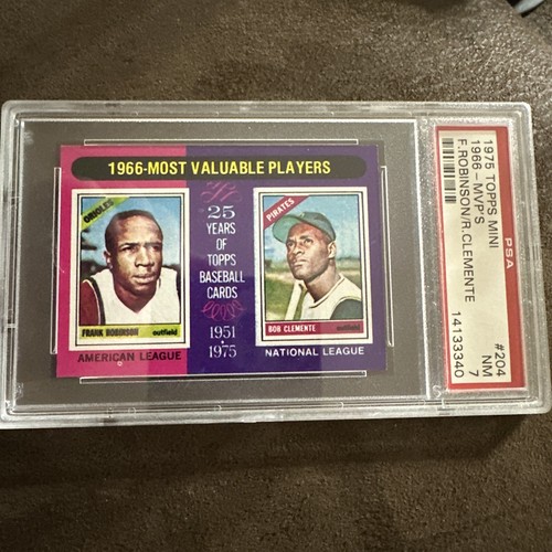 1975 Topps Mini #204 1966 MVP's Frank Robinson Roberto Clemente PSA 7 ...