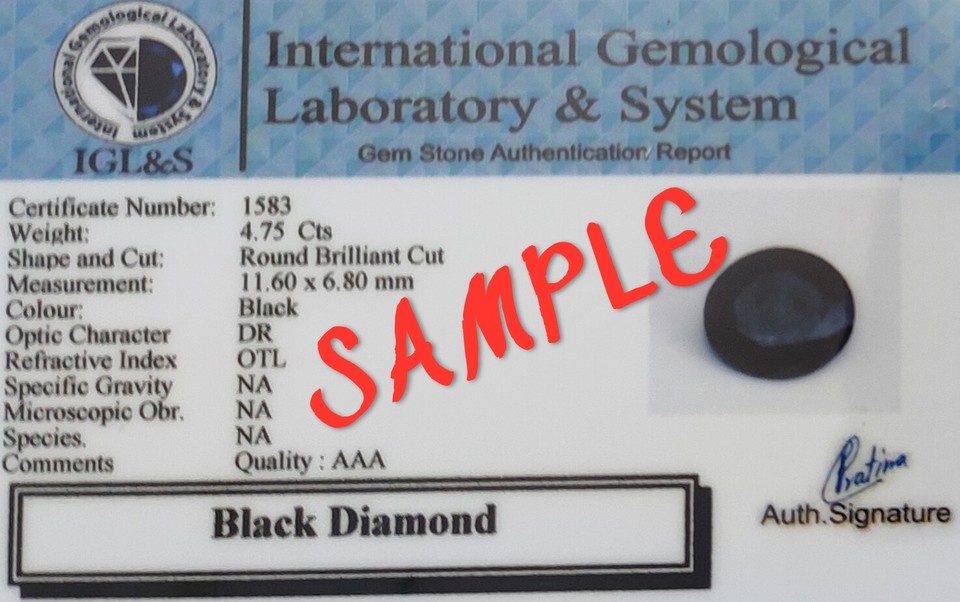 8 Ct Black Diamond Pendant In 925 Sterling Silver AAA Certified ...