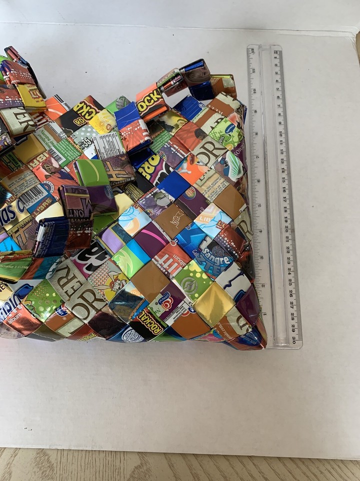 Candy Gum Wrapper Purse Shoulder Bag Woven Recycled Upcycled Wearable ...