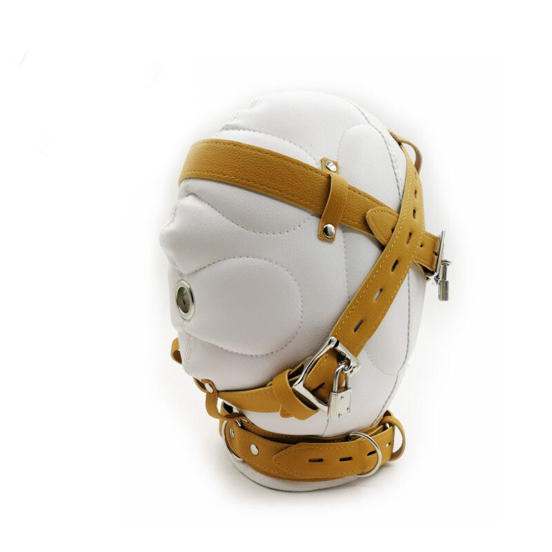 Sensory Deprivation Lockable Mask BDSM Mouth Head Hood Harness Bondage ...