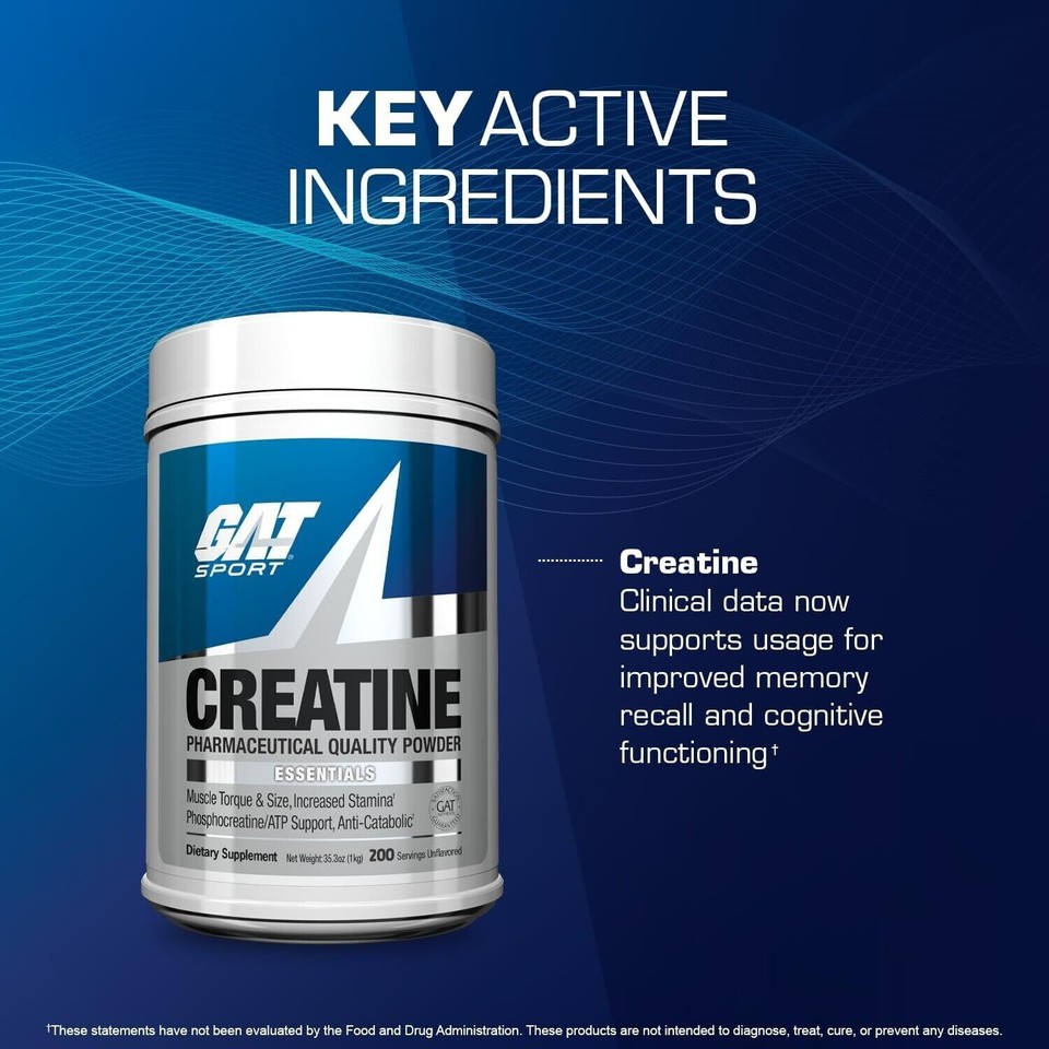 GAT Sports Creatine 200 Servings 1000g / 1kg / 35.2 oz -Powder ...