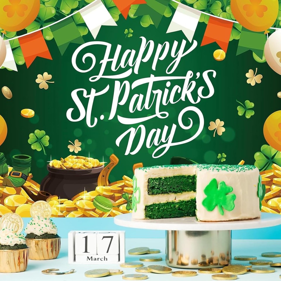 St Patricks Day Decorations Happy St. Patrick's Banner Backdrop Green ...