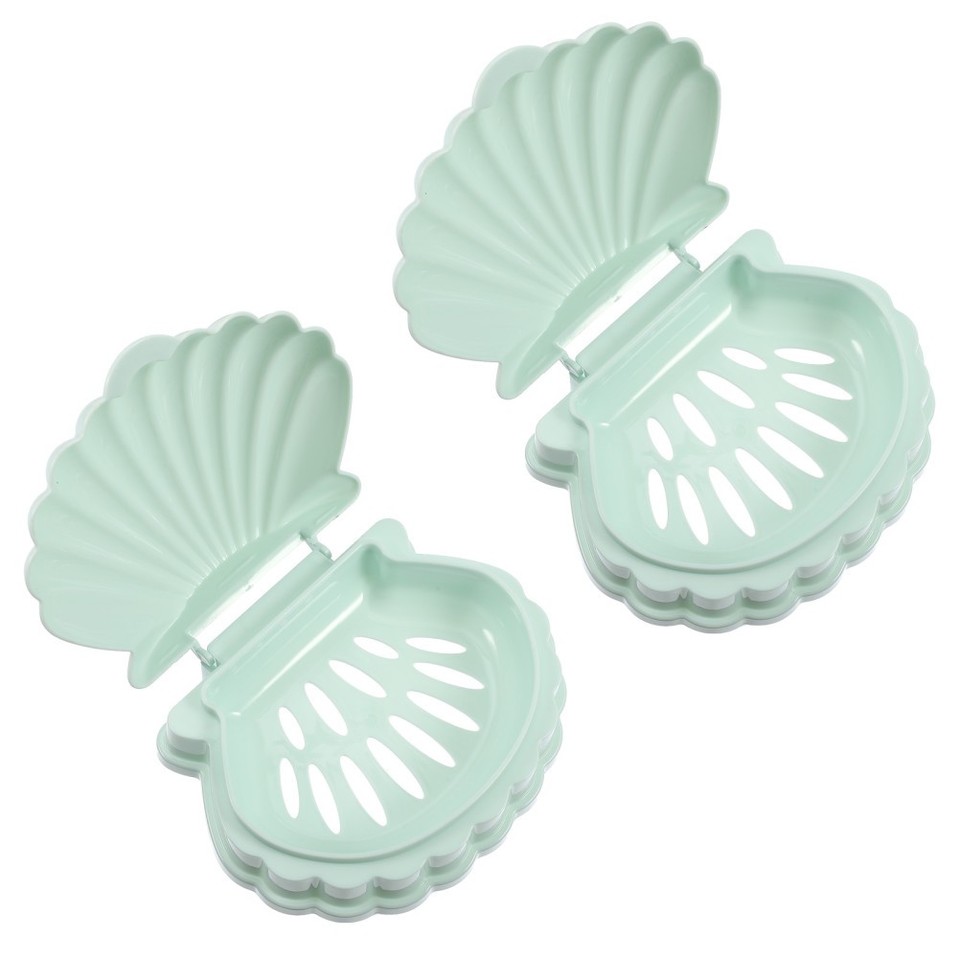 2 Pcs Soap Dishes Sea Shell Shaped Soap Trays Draining Soap Cases Soap ...