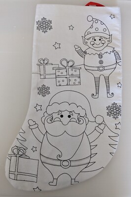 Colour/Paint Your Own Christmas Stocking (Approx 40cm X 20cm) | eBay ...
