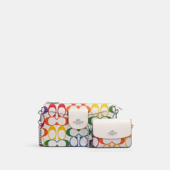 NWT Coach Pride C4697 Poppy Crossbody Card Case Rainbow Signature ...