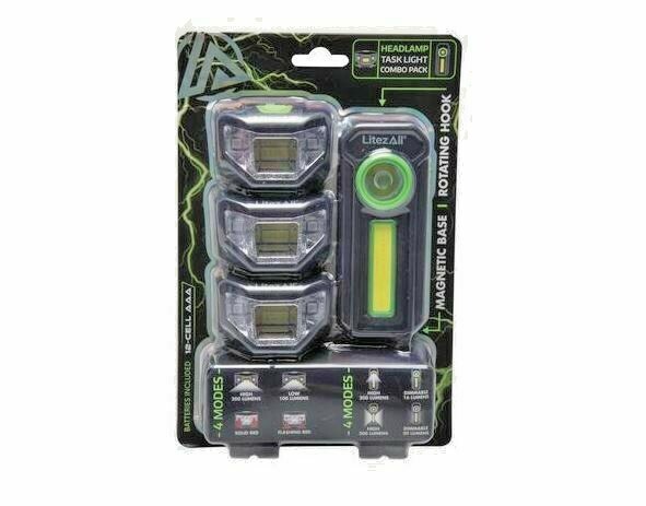 Litez All. LED Task Light 3-pack Headlamp Combo With 12 Batteries ...