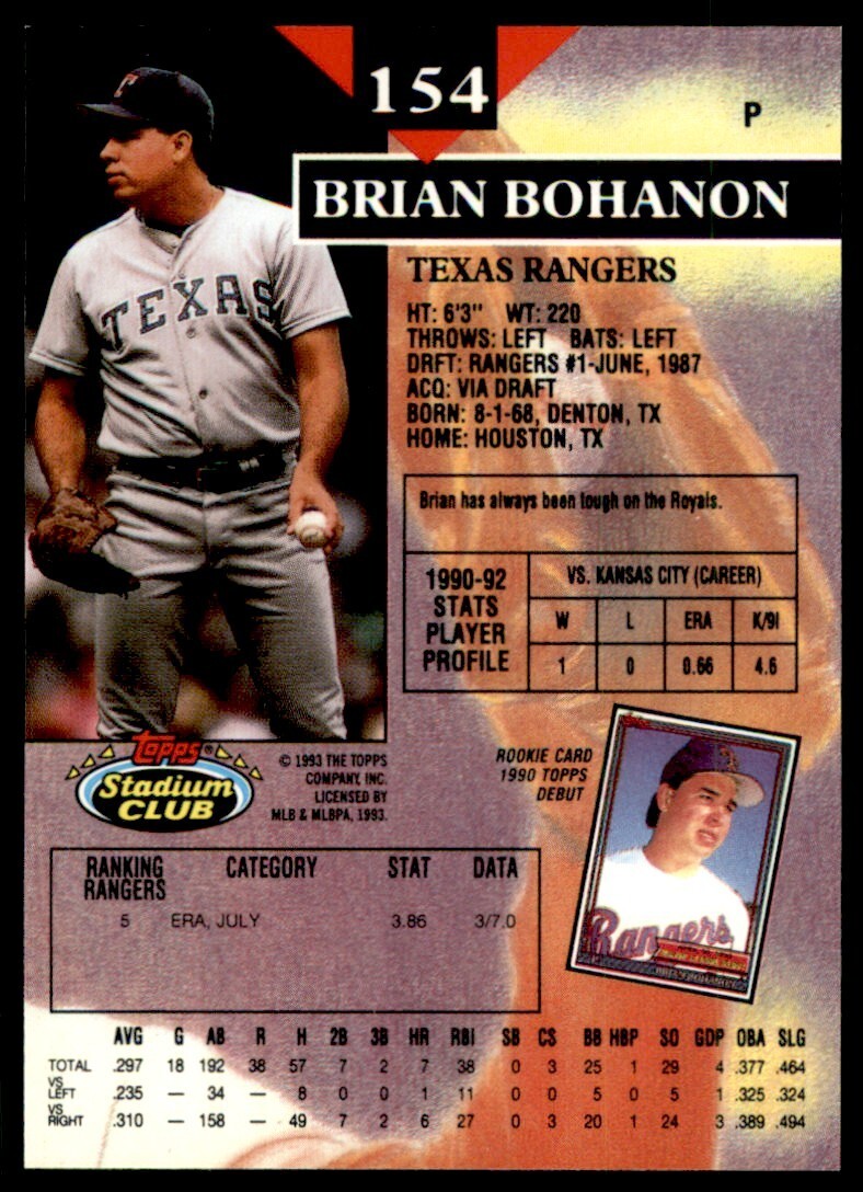 1993 Topps Stadium Club #154 Brian Bohanon | eBay