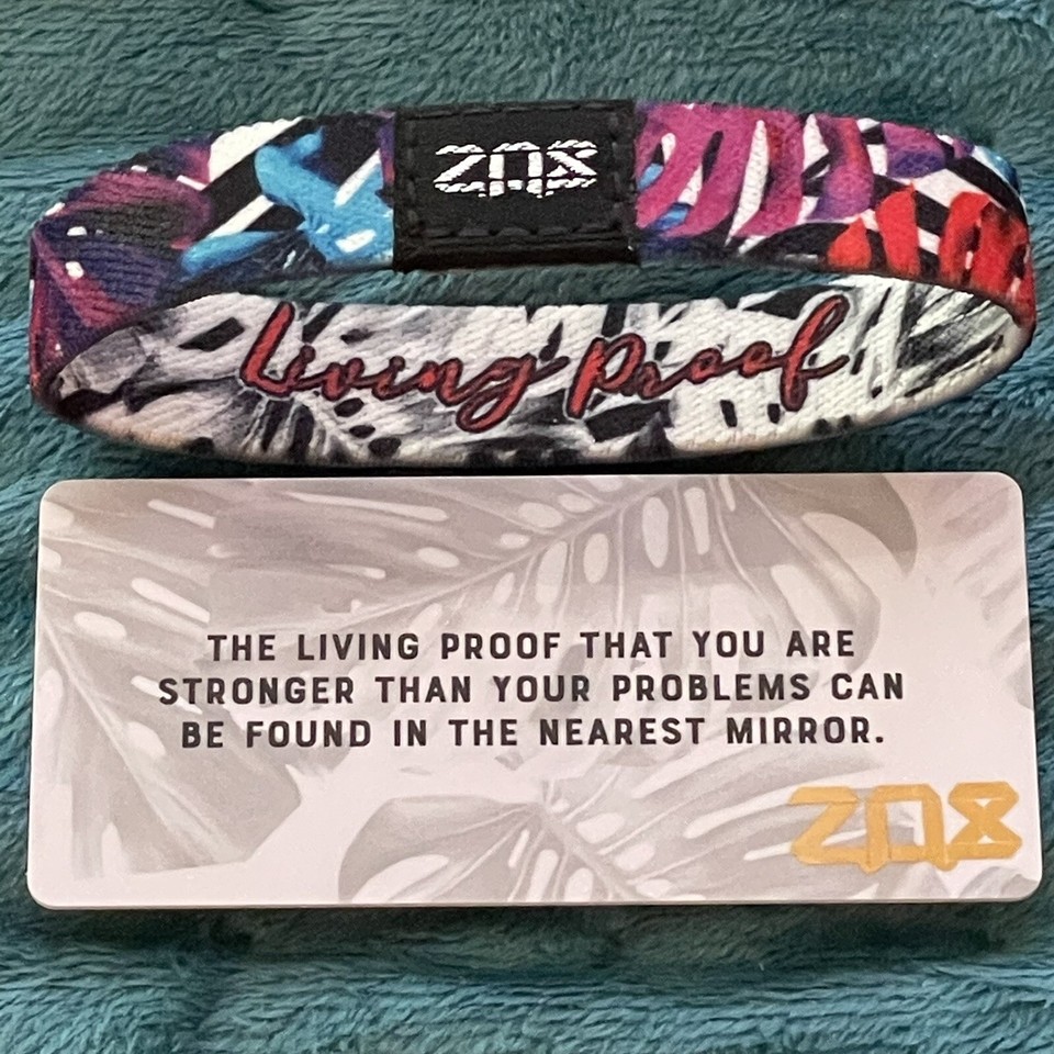 ZOX Silver Single *LIVING PROOF* #1138 Reversible Wristband with Card ...