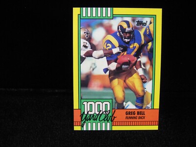 1990 Greg Bell Los Angeles Rams Topps Regular 1000 Yard Club Card #20 ...