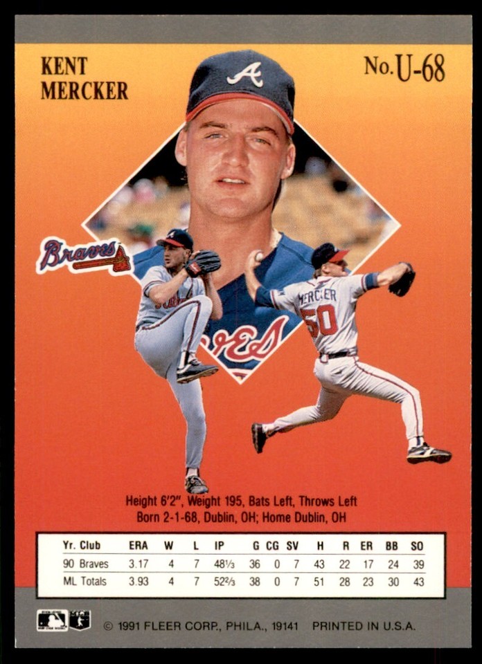 1991 Fleer Ultra Update Kent Mercker Baseball Cards #U-68 | eBay