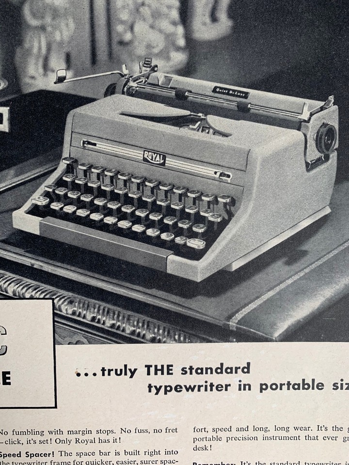 Vintage 1945 Gray Magic Royal Portable Typewriter Print Ad | eBay