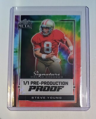🔥 Steve Young 1/1 -2024 Leaf Metal Signature Clear Tie Dye Pre ...