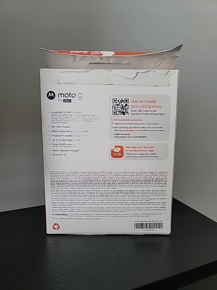 Boost Mobile Motorola MotoG 5G 2023 Blue, Locked to Boost Prepaid-SEE ...