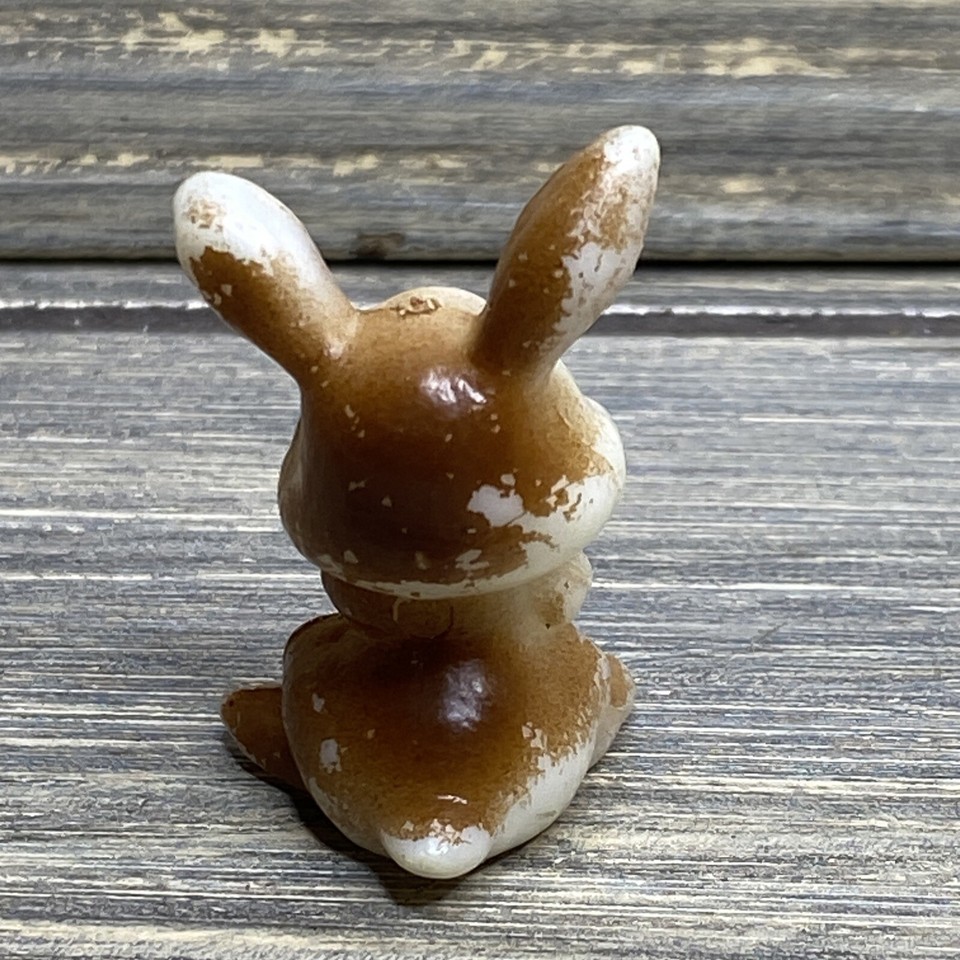 Vintage Wilton Brown White Rabbit Bunny Plastic Figure 1.25" HONG KONG ...