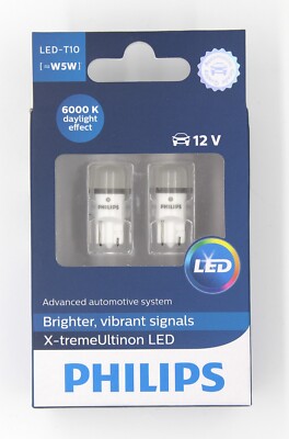 PHILIPS LED T10 W5W 12V5W 12799 6000K day white light auto car lamp ...