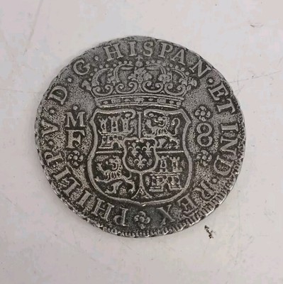 8 Reales Reale Pillar Wave Silver Coin 1740 Mexico Spain Philip V Good ...