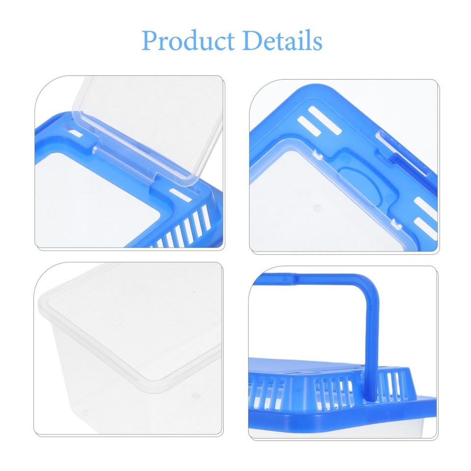 Portable Fish Tank with Lid Child Turtle Transport Box Aquarium ...