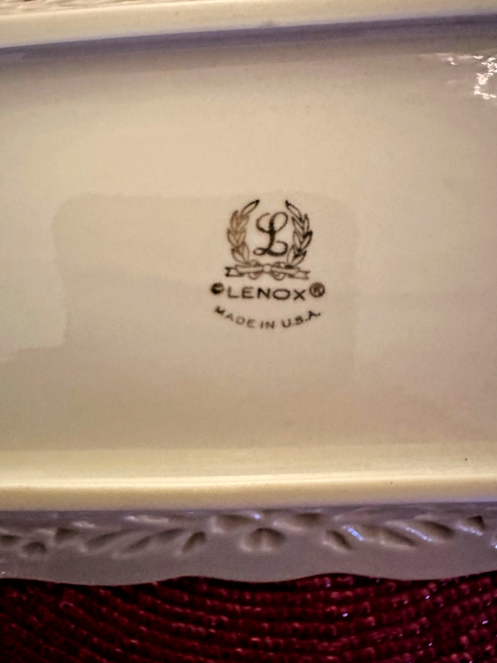 Lenox Retired Shelburne 8x4.5 inch Rectangular Pierced Tray w/ Gold ...