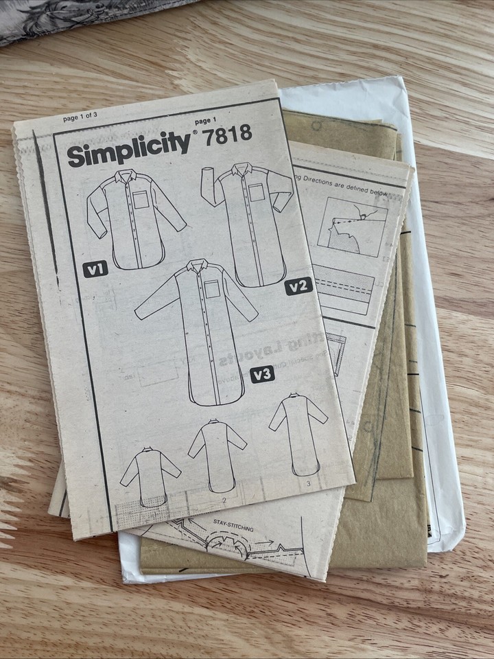 Simplicity 7818 Vintage Sewing Pattern Nightshirt Unisex 80s Does ...