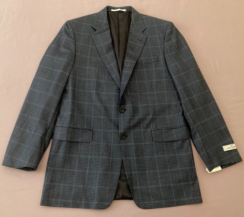 Men's HICKEY FREEMAN Blue + Plaid Silk Wool Jacket Blazer 41 L 41L NWT ...