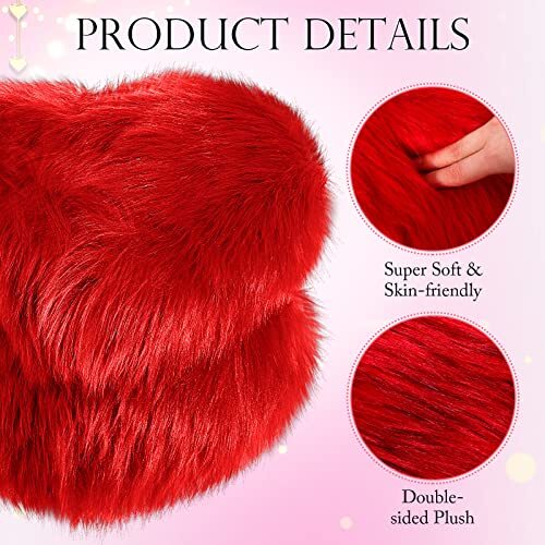 2 Pieces Heart Shaped Decorative Pillows Faux Fur Throw Pillow Fluffy ...